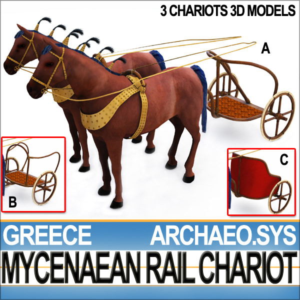 Chariot Greek Mycenaean 3 Rail 1200 BC 3D model | CGTrader