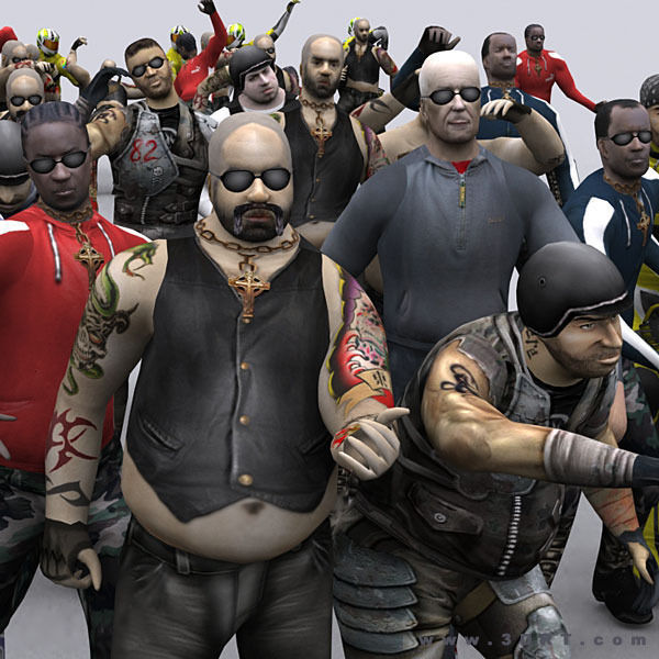3D model 3DRT - Bikers Gang Pack VR / AR / low-poly rigged animated ...
