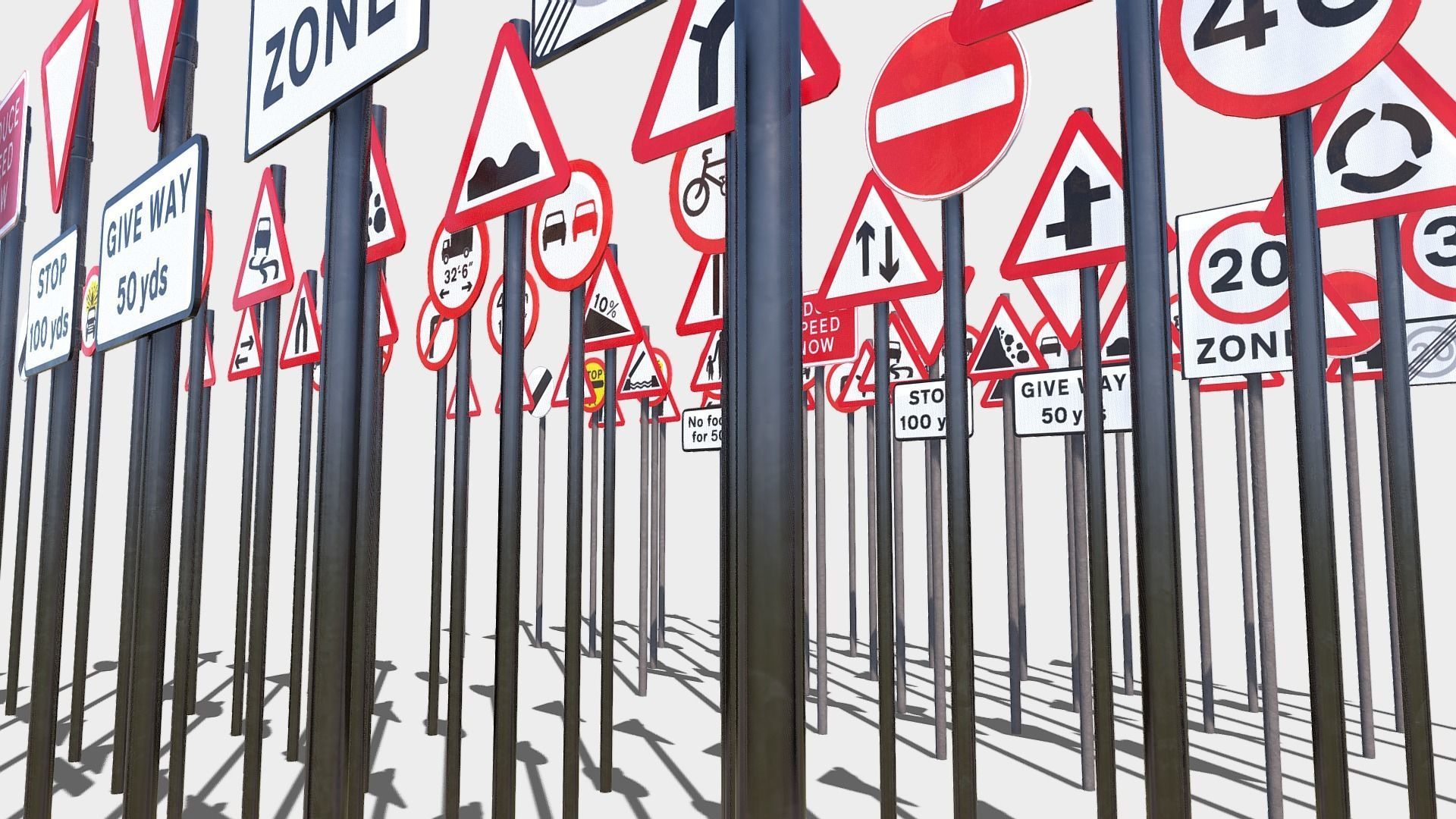3D model UK road signs VR / AR / low-poly | CGTrader