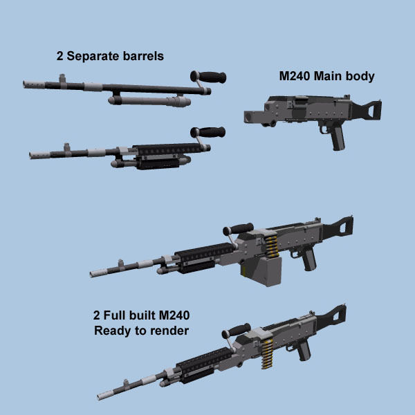 M240 Machine Gun 3D Model OBJ 3DS - CGTrader.com
