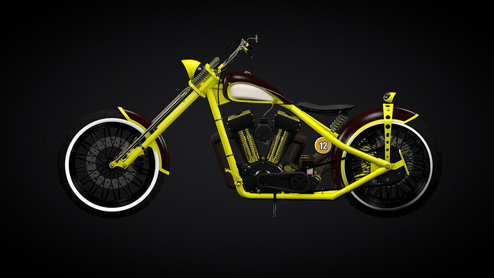 Custom yellow chopper 3D model | CGTrader