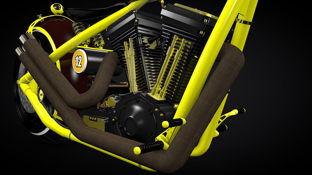 Custom yellow chopper 3D model | CGTrader