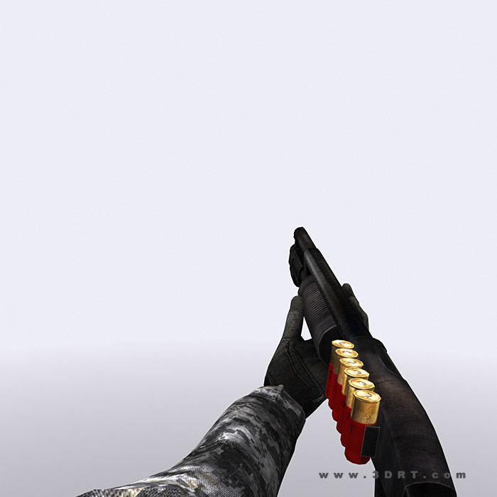 3D model 3DRT - Modern Firearms Animated - Shotgun Mossberg 500 Cruiser ...