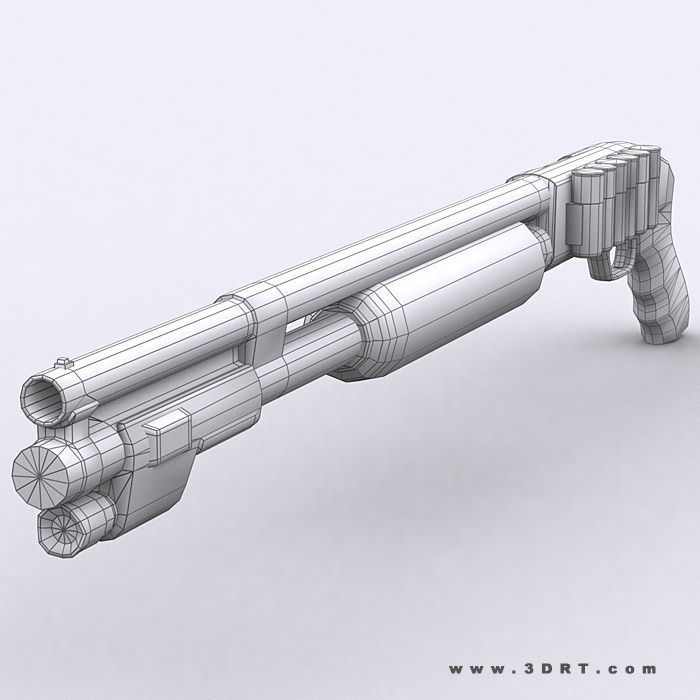 3D model 3DRT - Modern Firearms Animated - Shotgun Mossberg 500 Cruiser ...
