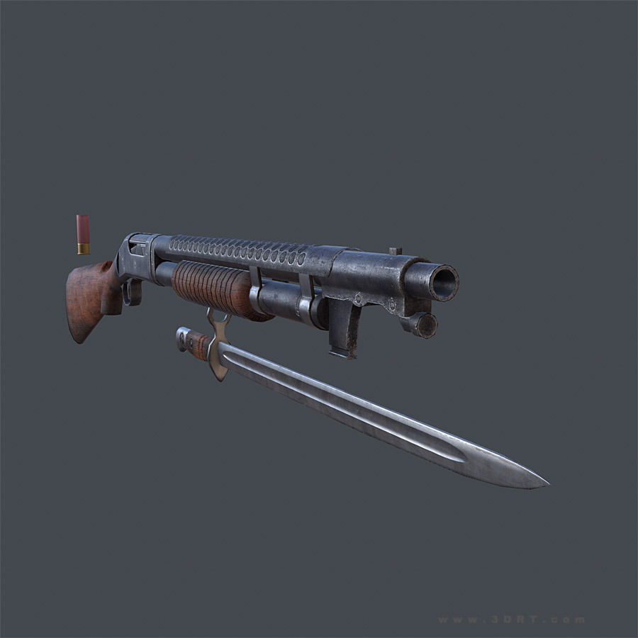 3D model 3DRT - Modern Firearms Animated - Winchester m1897 VR / AR ...