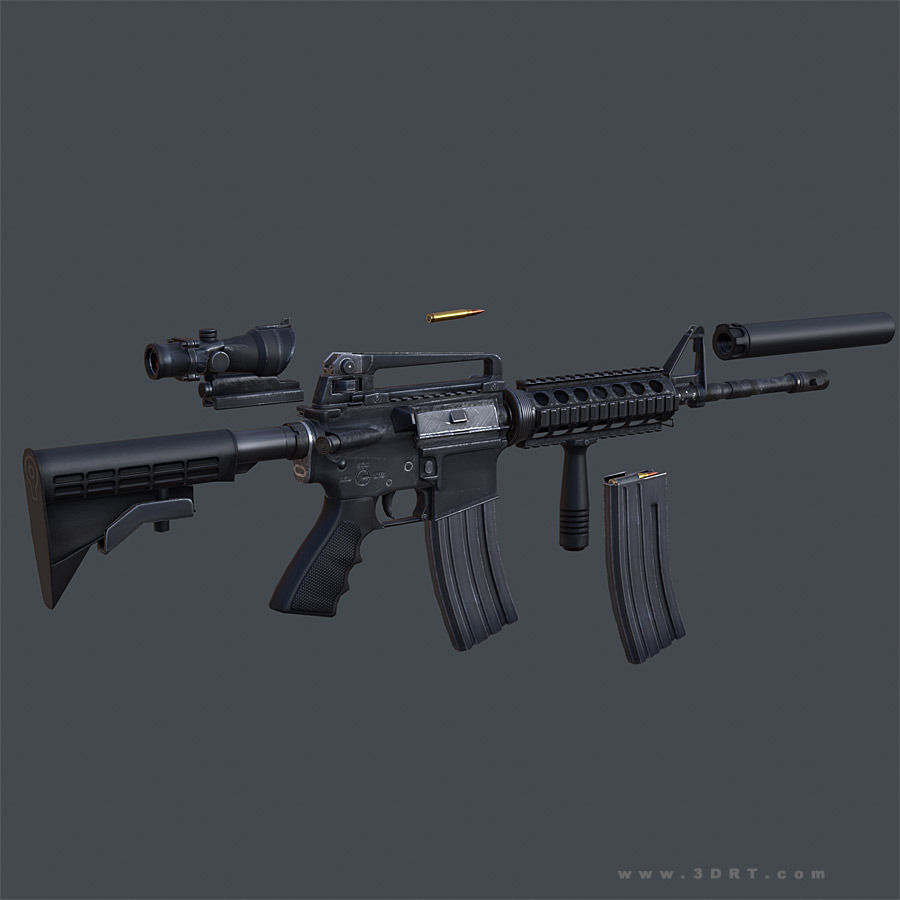 3D model 3DRT - Modern Firearms Animated - M4 Carbine VR / AR / low ...