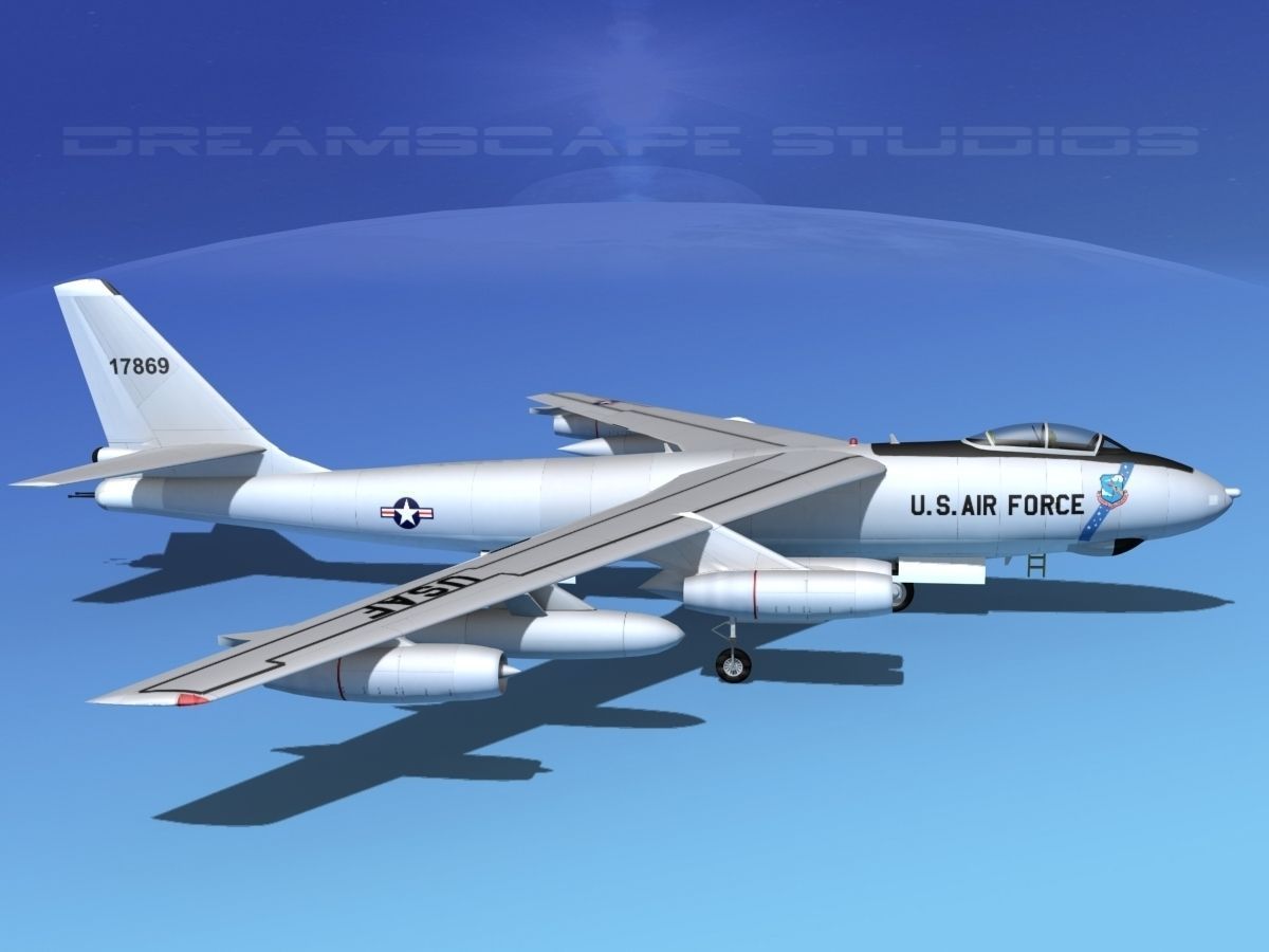Boeing B-47E Stratojet V02 3D Model rigged .max .obj .3ds .lwo .lw .lws ...