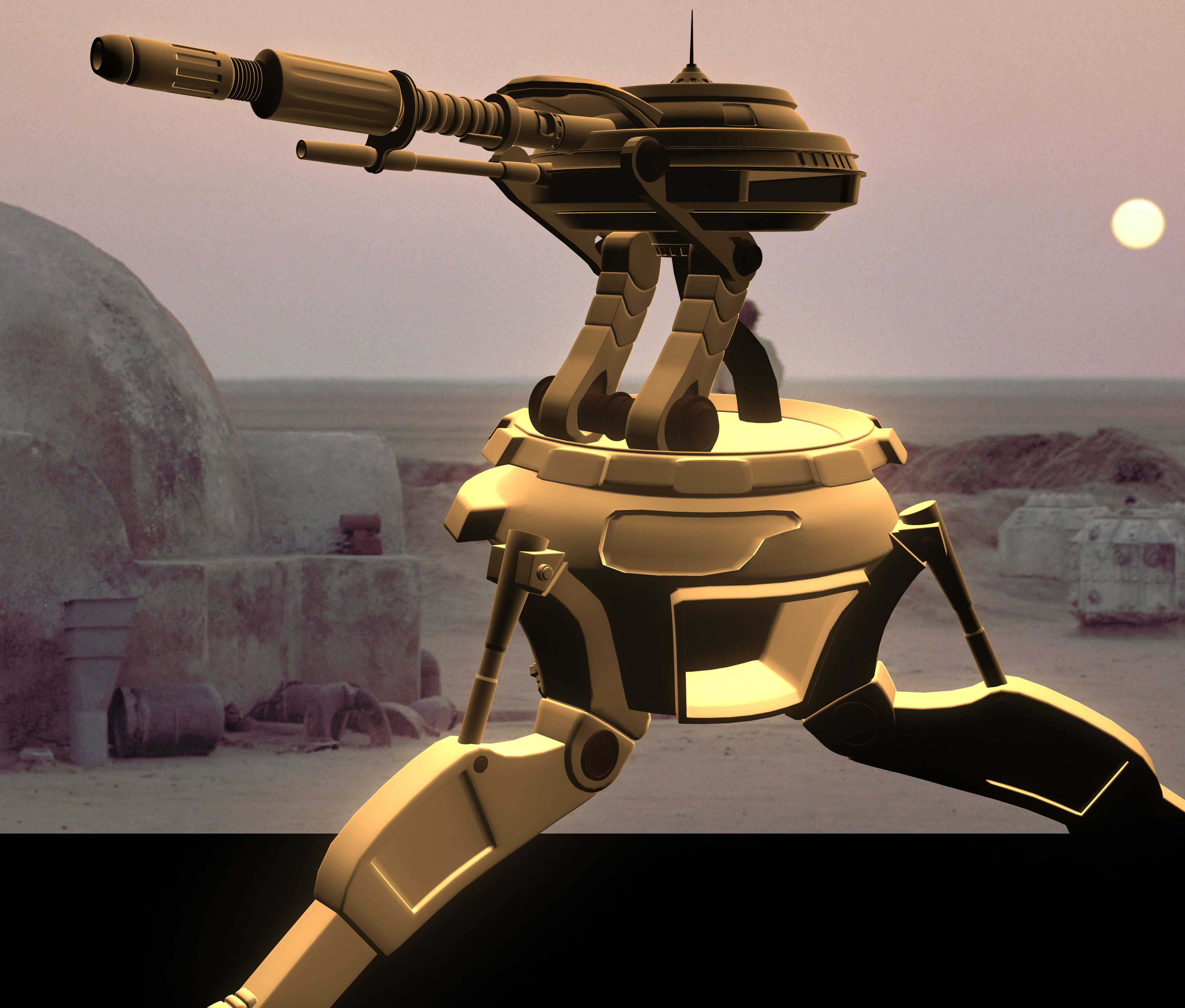 3D model Droid golden star wars robot in desert VR / AR / low-poly ...
