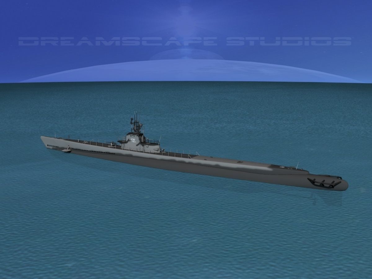 Gato Class Submarine SS-230 USS Finback 3D model rigged | CGTrader