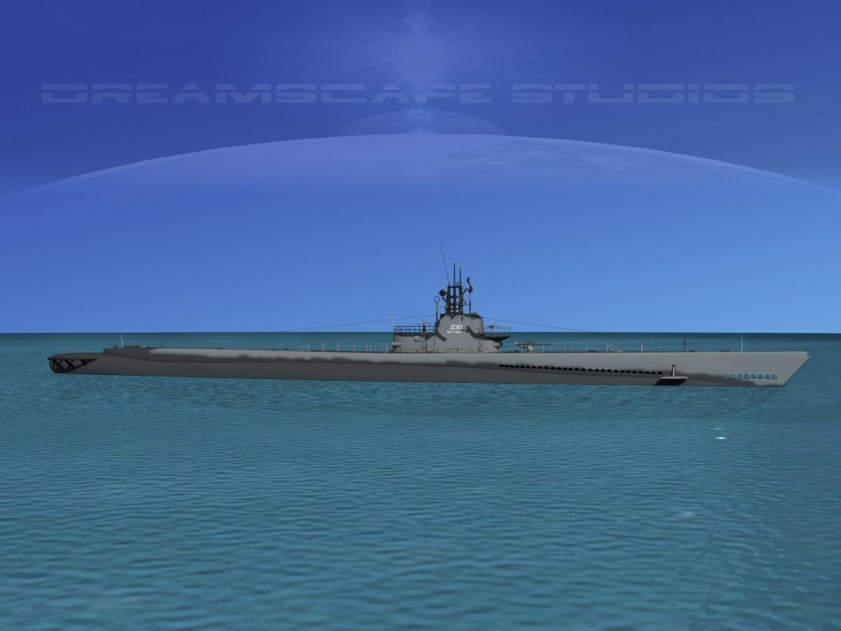 Gato Class Submarine SS-230 USS Finback 3D model rigged | CGTrader