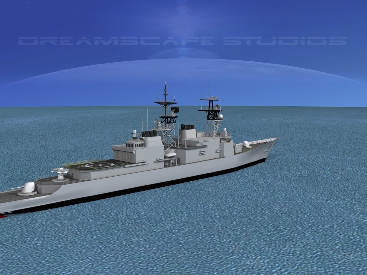 Spruance Class DD967 USS Elliot 3D model rigged | CGTrader