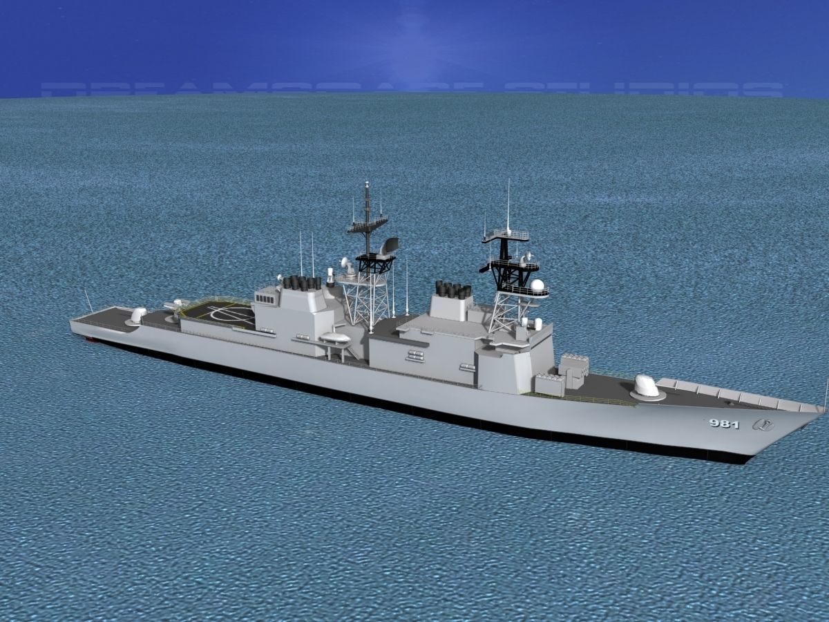 Spruance Class DD981 USS Hancock 3D model rigged | CGTrader