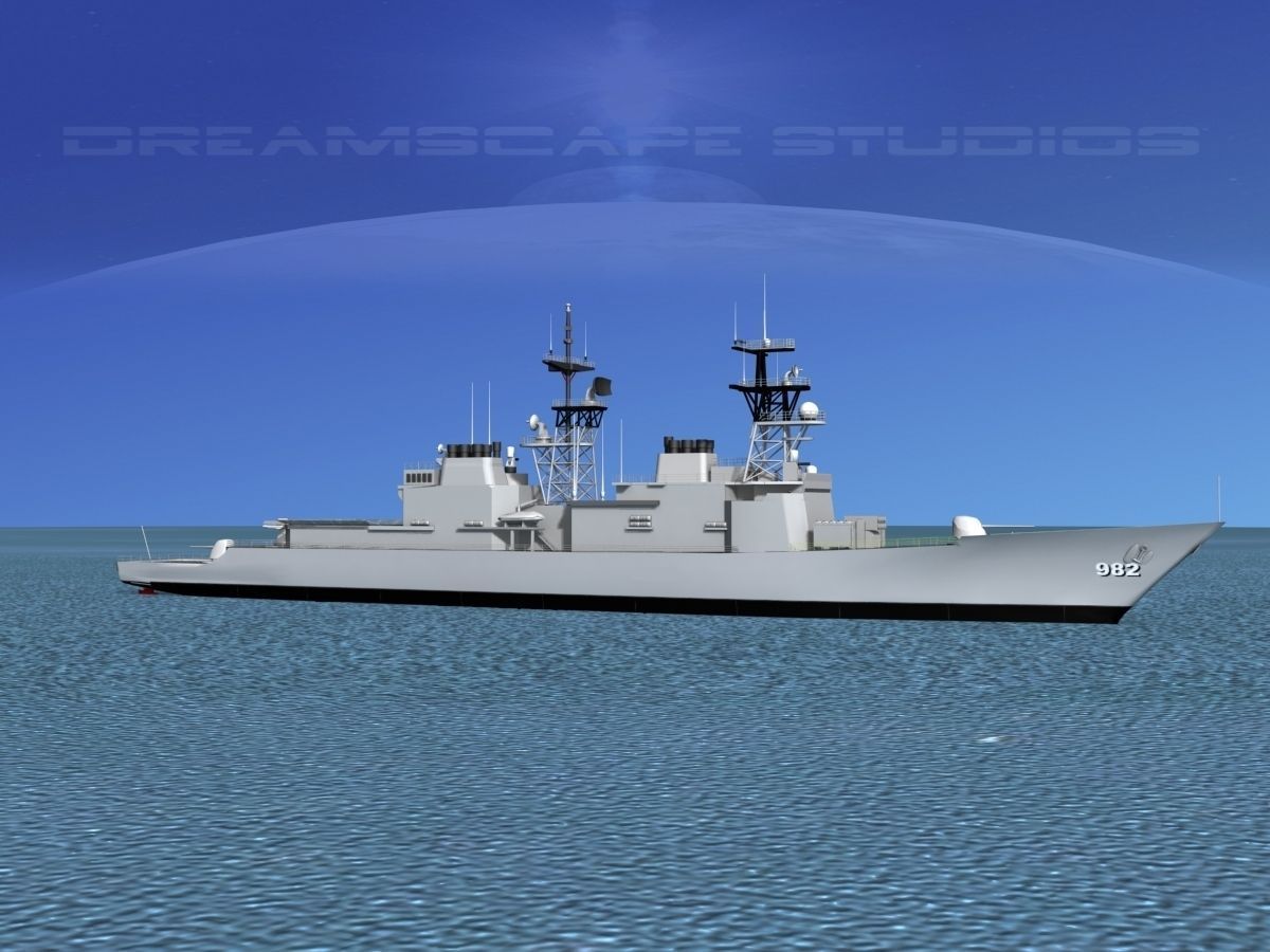 Spruance Class DD982 USS Nicholson 3D model rigged | CGTrader
