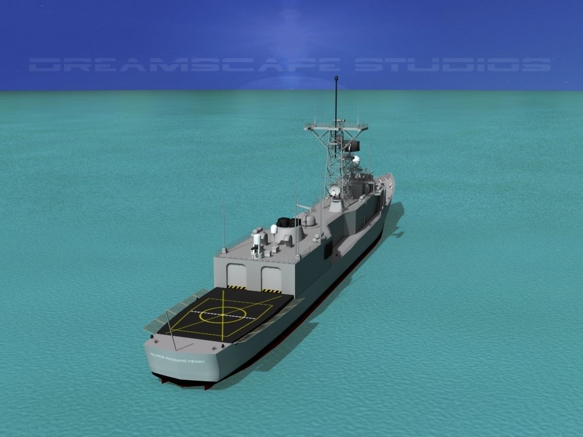 FFG-7 USS Oliver Hazard Perry Frigate 3D model rigged | CGTrader