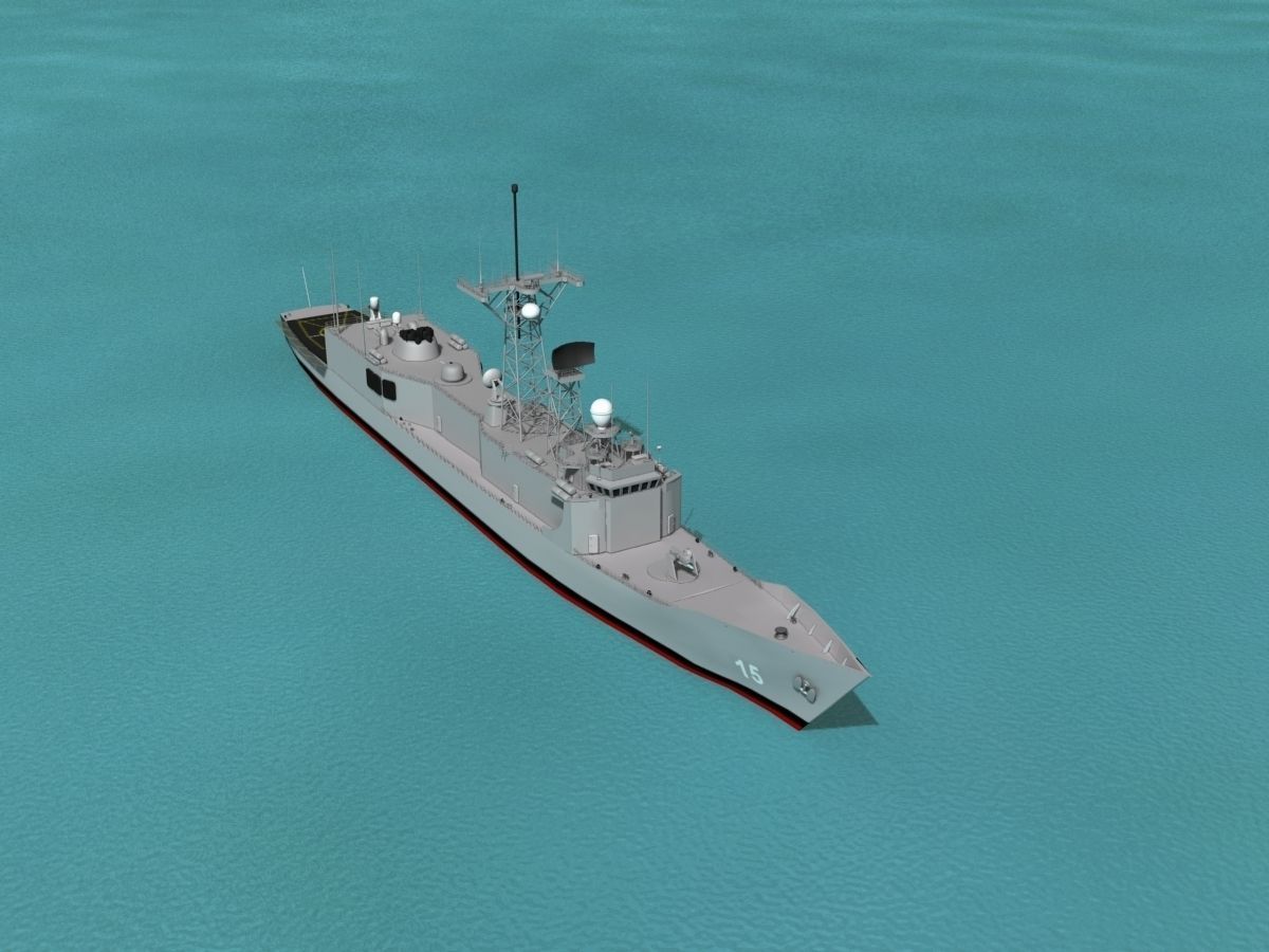 FFG-15 USS Estocin Perry Class Frigate 3D model rigged | CGTrader