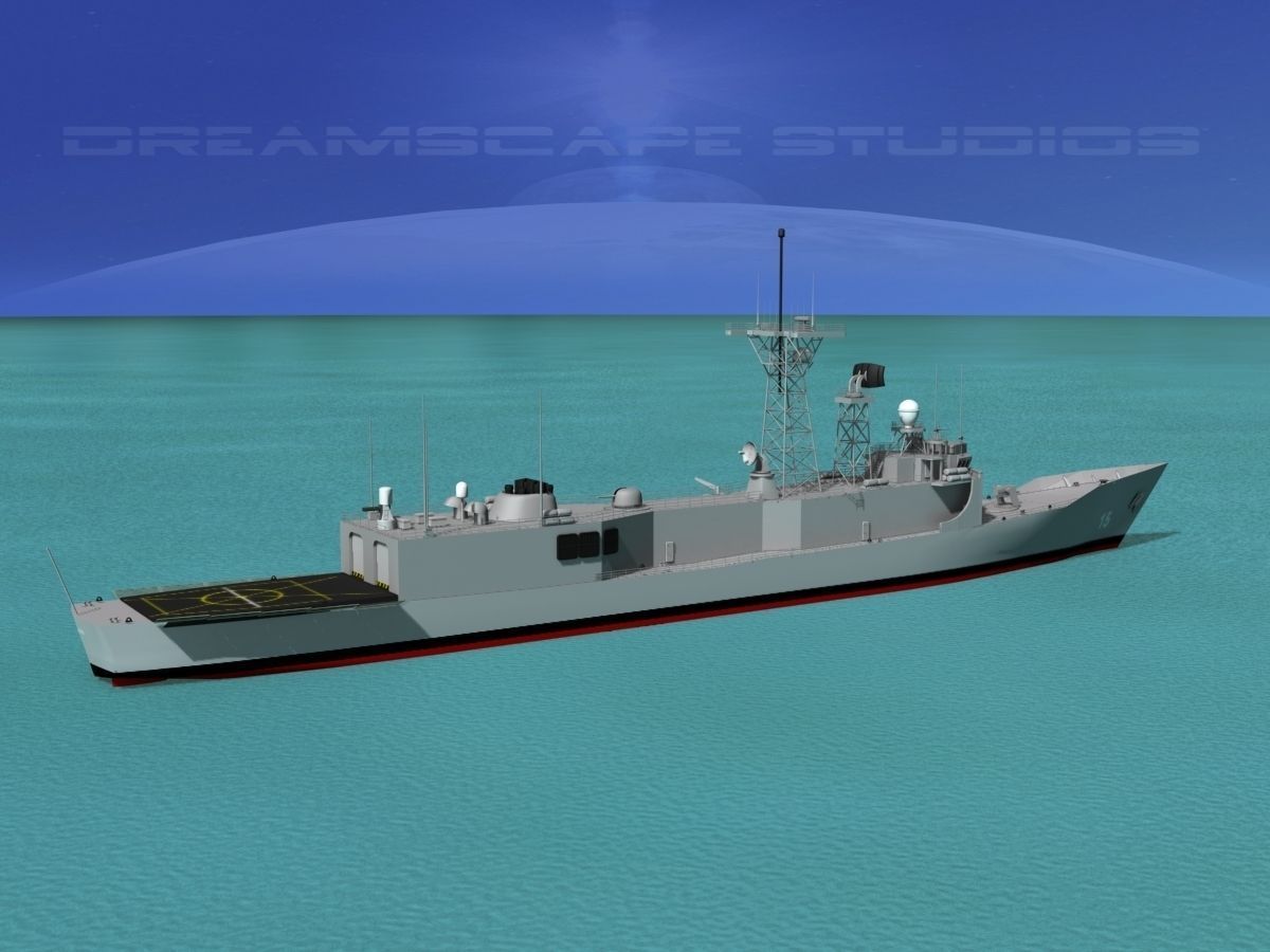 FFG-15 USS Estocin Perry Class Frigate 3D model rigged | CGTrader