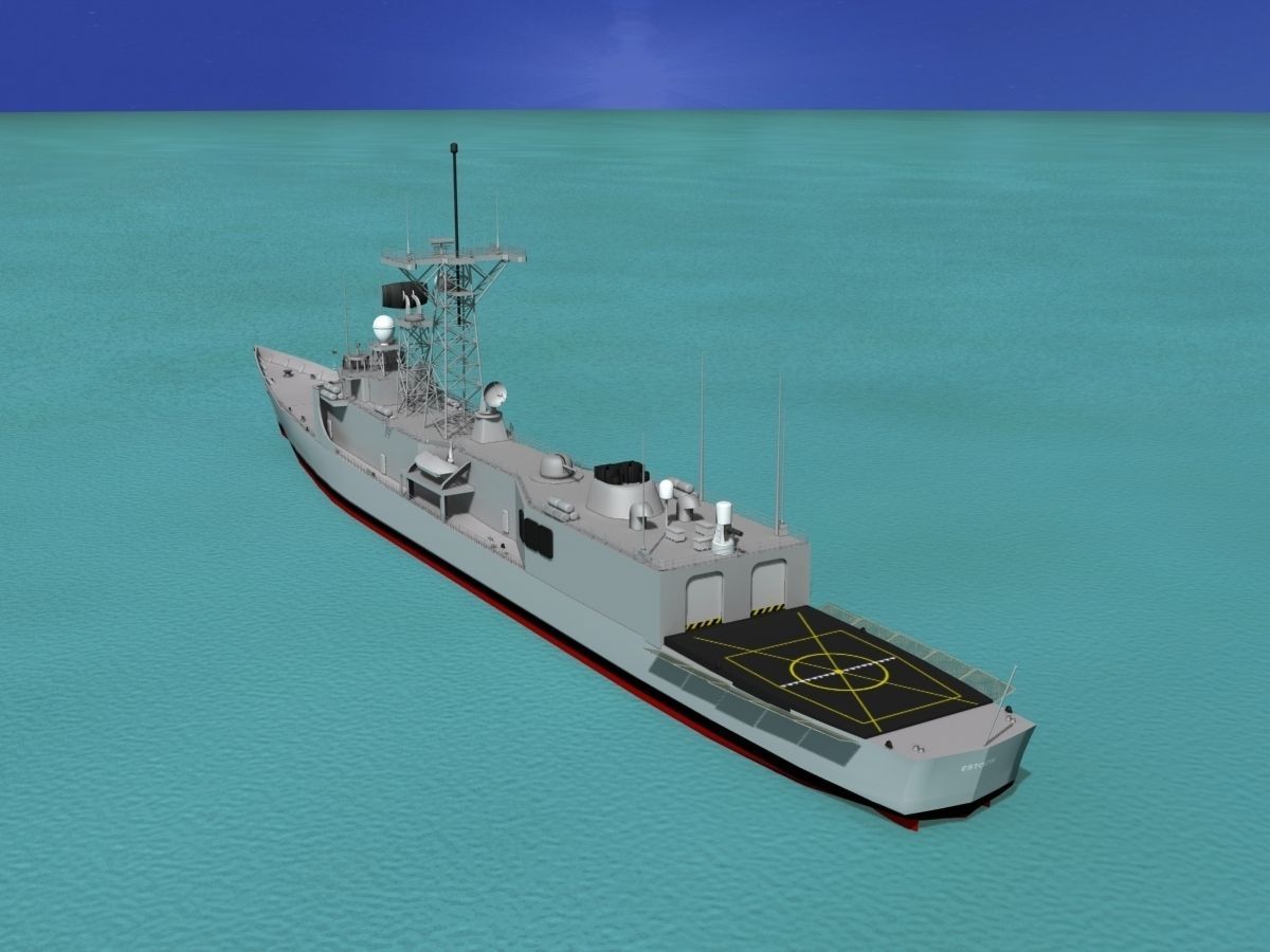 FFG-15 USS Estocin Perry Class Frigate 3D model rigged | CGTrader