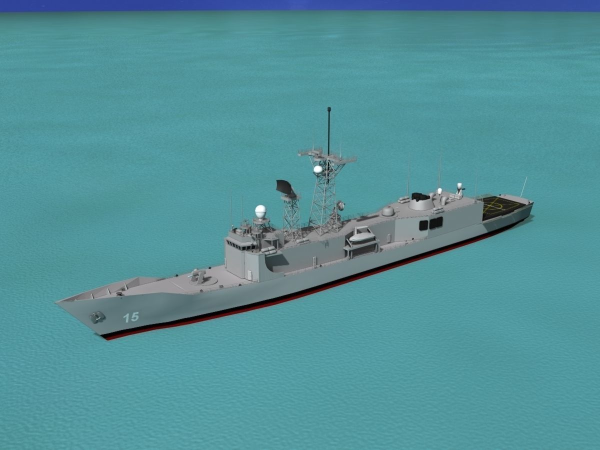 FFG-15 USS Estocin Perry Class Frigate 3D model rigged | CGTrader