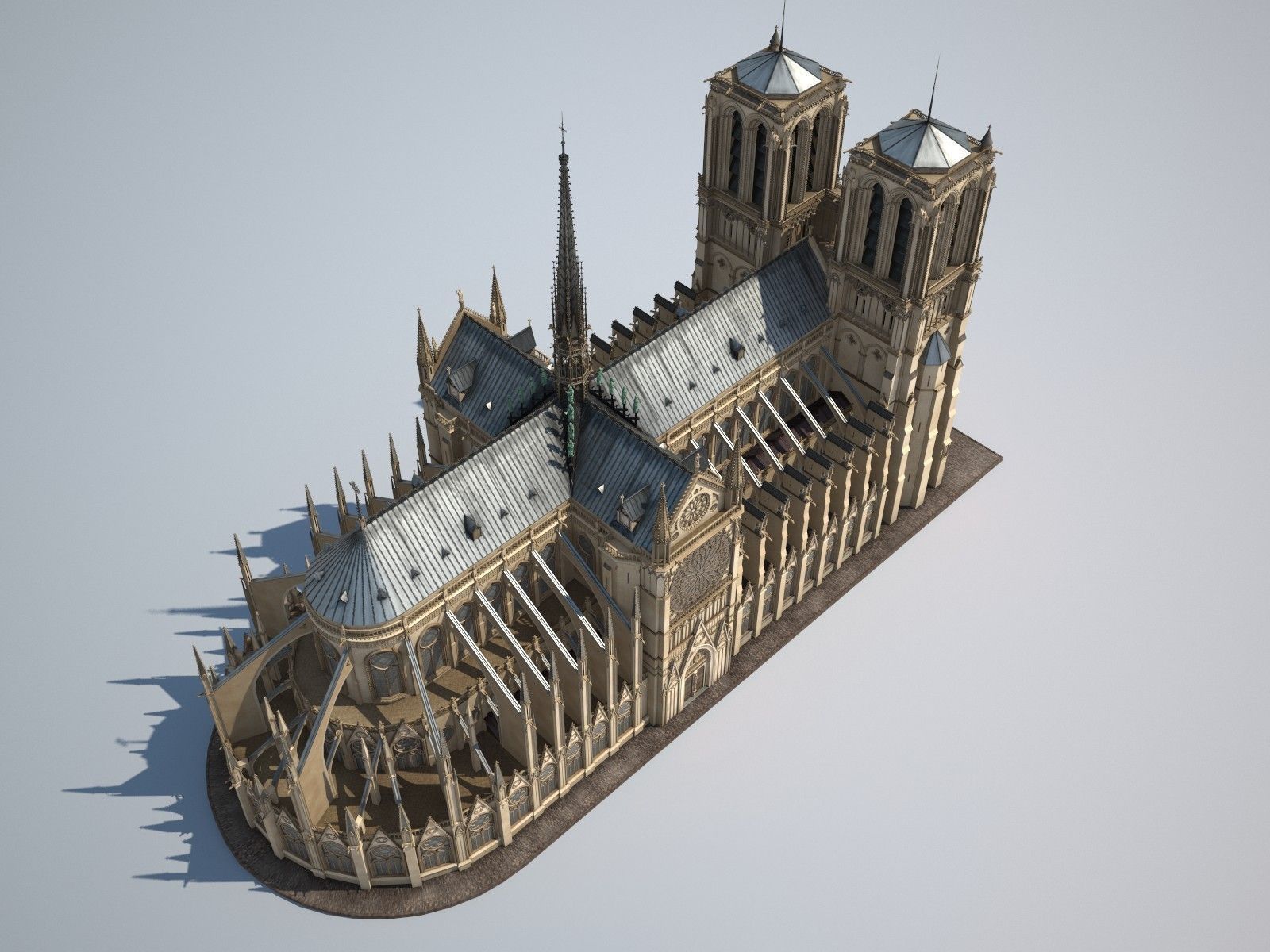 Notre-Dame de Paris Cathedral 3D Model MAX OBJ 3DS FBX C4D LWO LW LWS ...