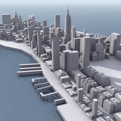 3D model New York City Manhattan 3D Model VR / AR / low-poly MAX OBJ ...