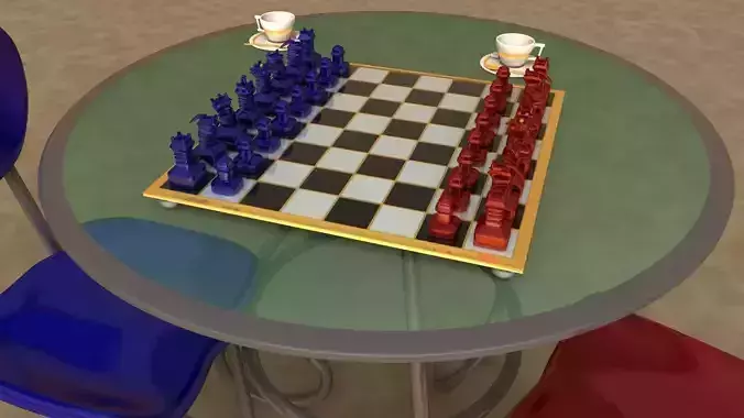 chess board and chairs free 3D model | CGTrader