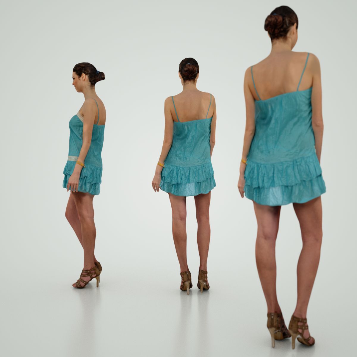 3D model Blue Dress girl VR / AR / low-poly | CGTrader