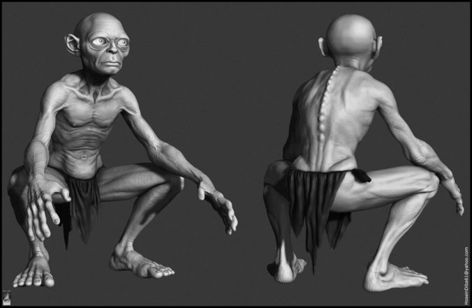 Gollum Fan Art 3D Model OBJ ZTL TGA - CGTrader.com