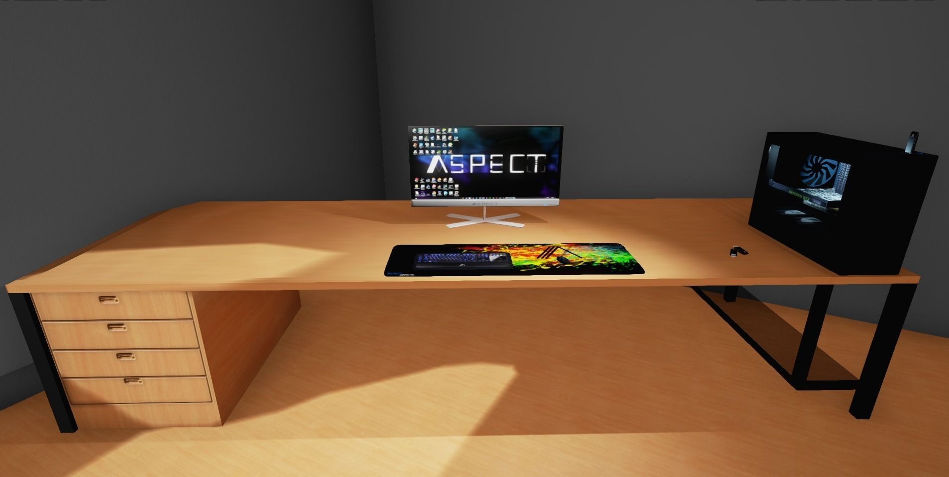 Low Poly Gaming Computer Setup 3D Model Game ready .fbx .ma .mb ...