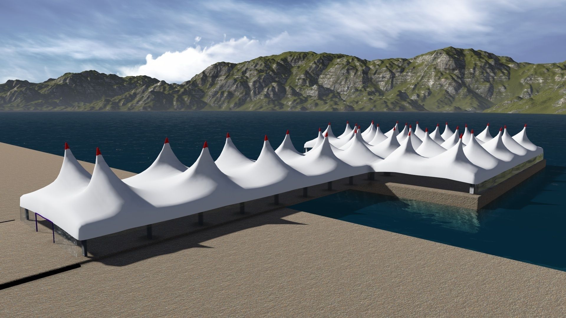 MARQUEE building with tents 3D model | CGTrader
