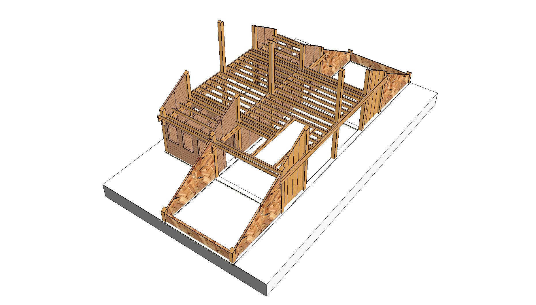 Timber Frame Office Building 3D model animated | CGTrader