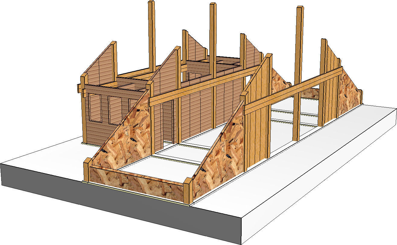 Timber Frame Office Building 3D model animated | CGTrader