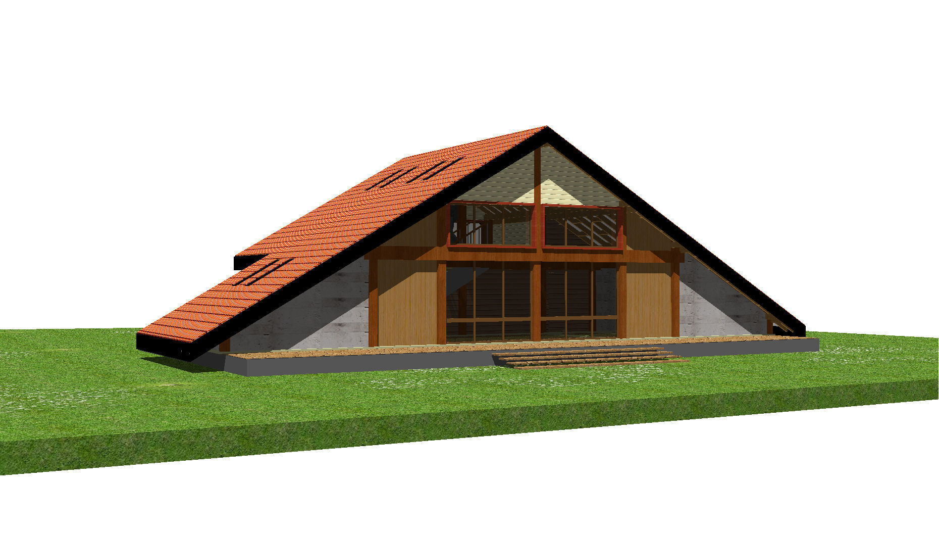 Timber Frame Office Building 3D Model animated 3DS C4D STL DAE DWG SKP ...