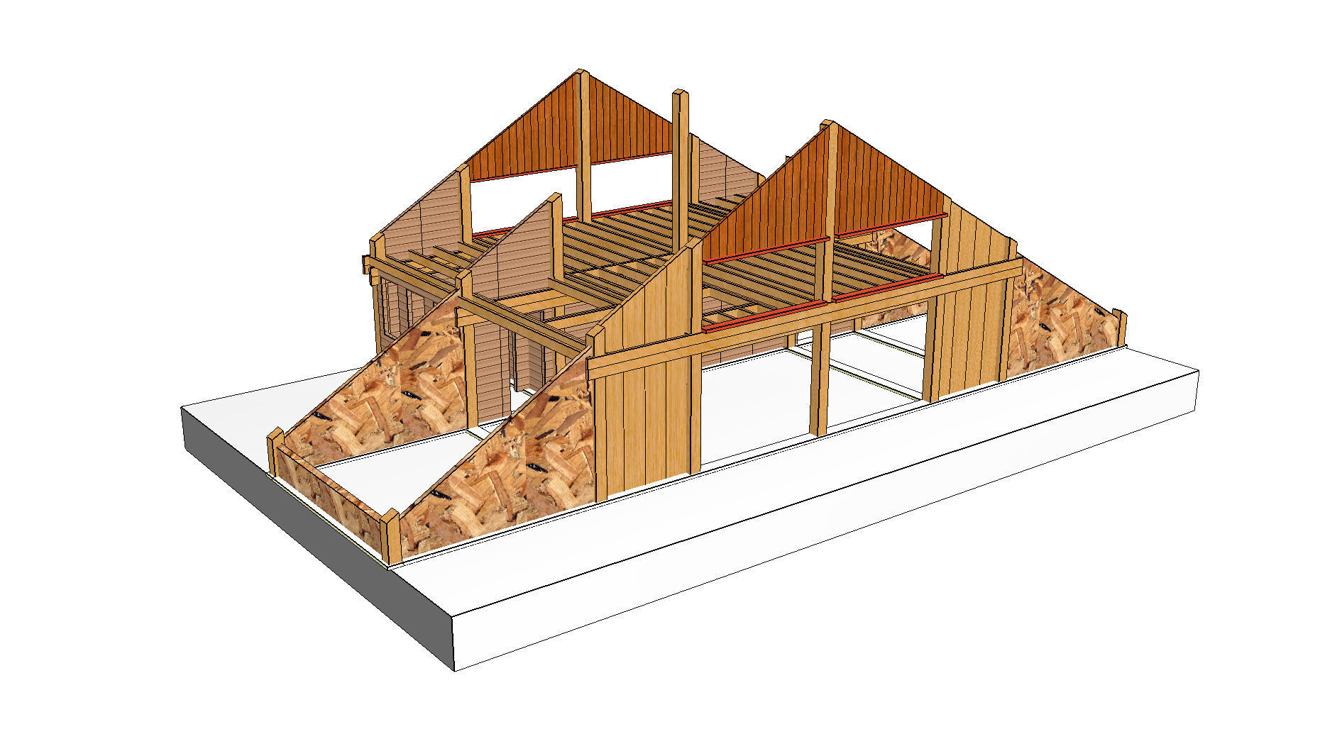 Timber Frame Office Building 3D model animated | CGTrader