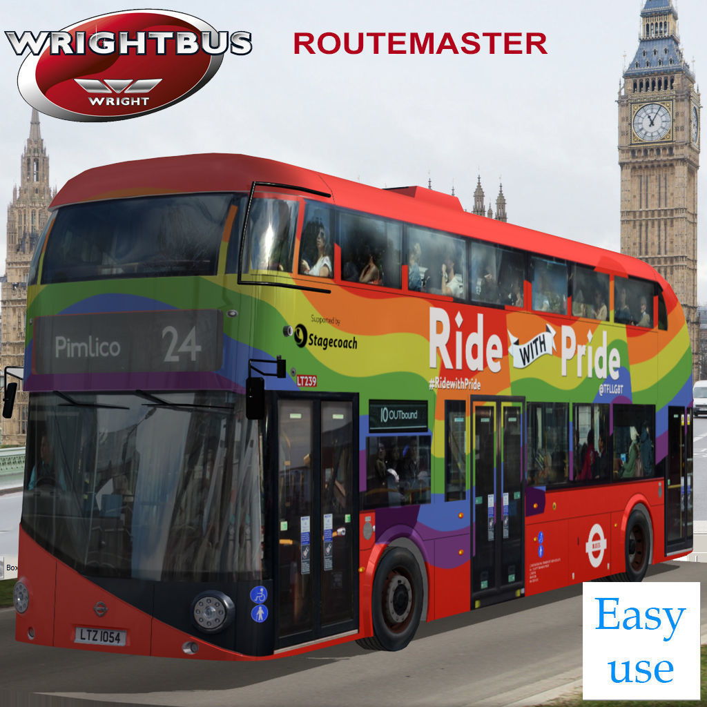 3D model Wrightbus Routemaster Ride With Pride livery VR / AR / low ...