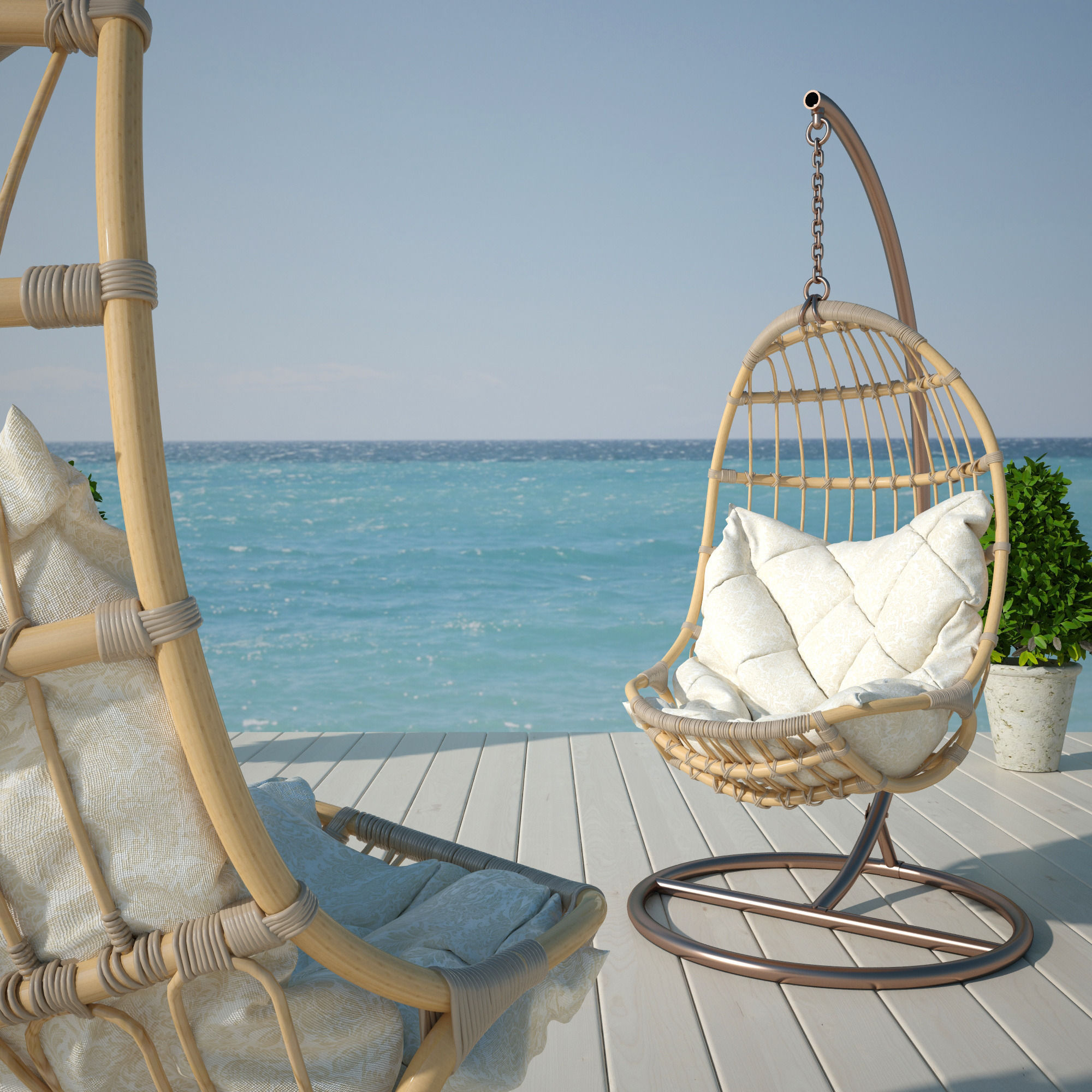 Hanging chair 3D model rigged | CGTrader