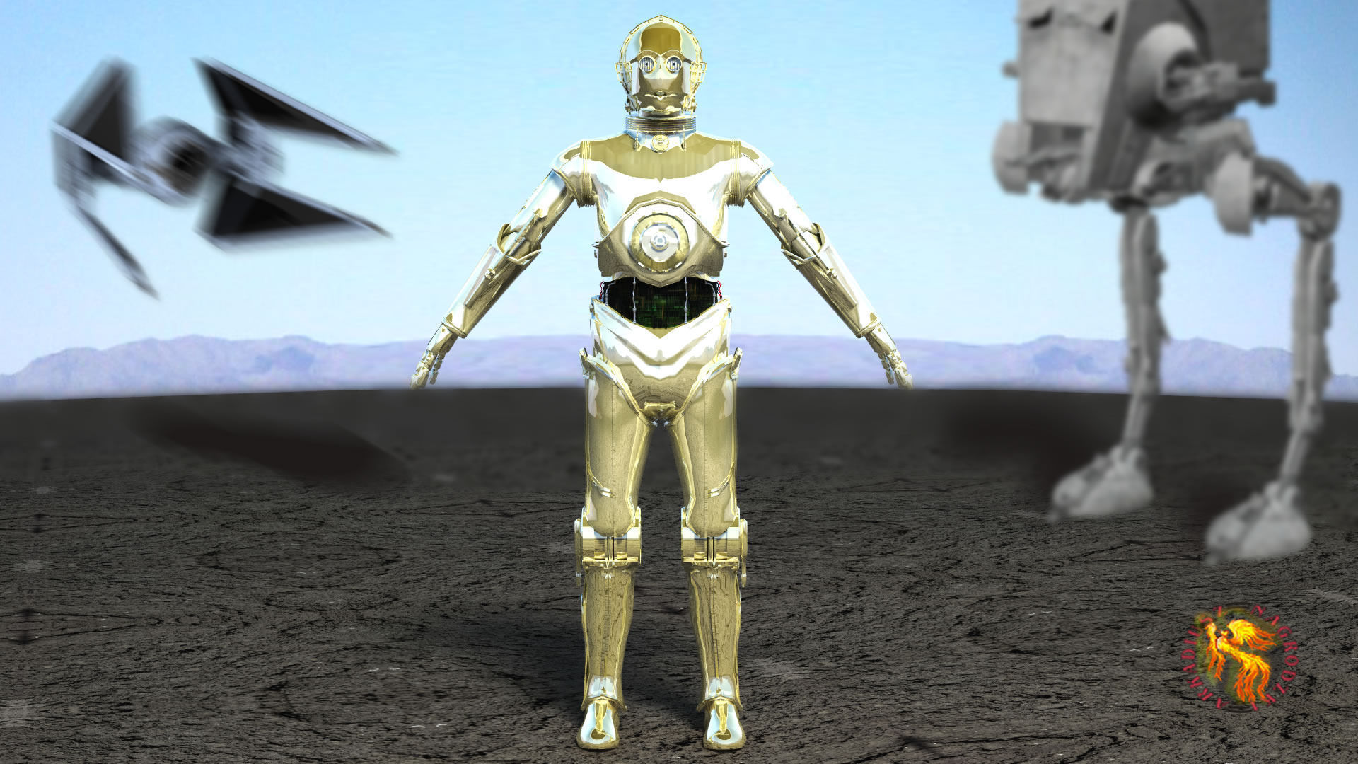 C-3PO golden star wars c - droid 3D model | CGTrader