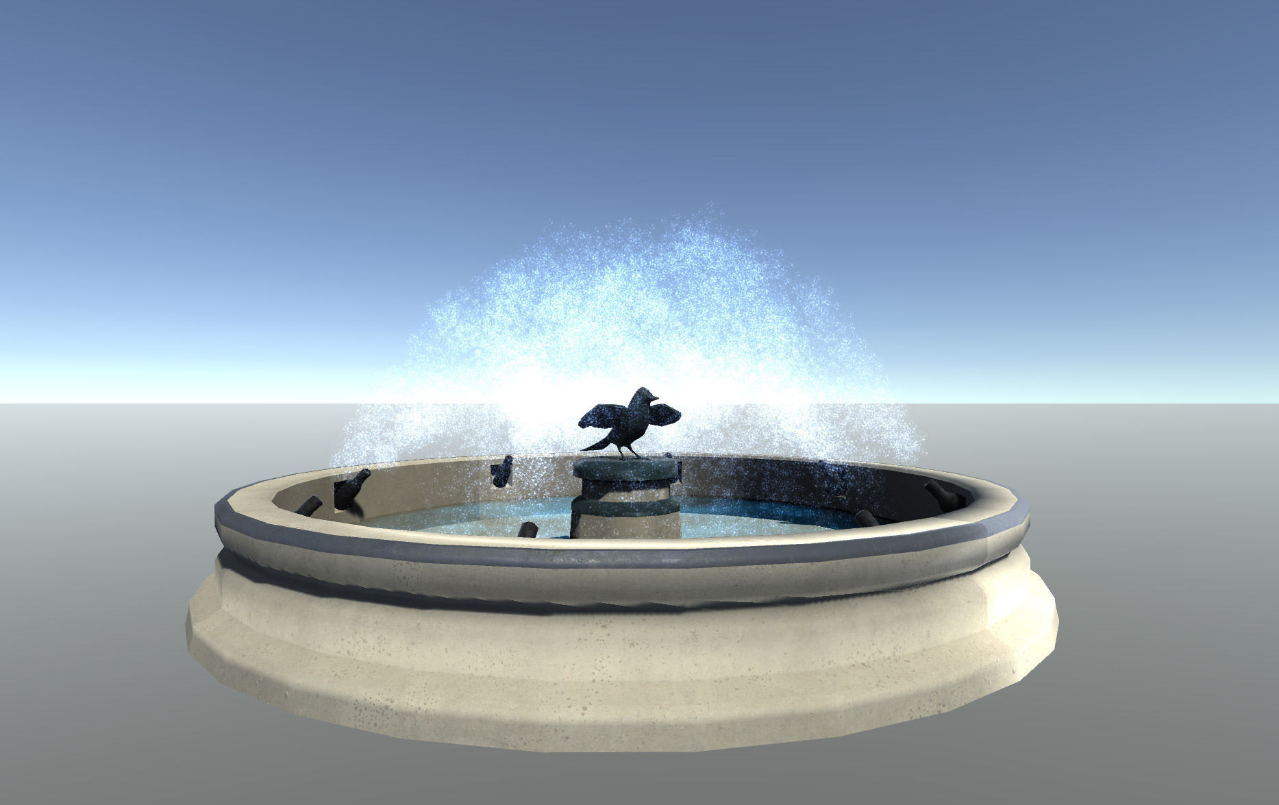 3D model Fountains set fountain in middle of square VR / AR / low-poly ...