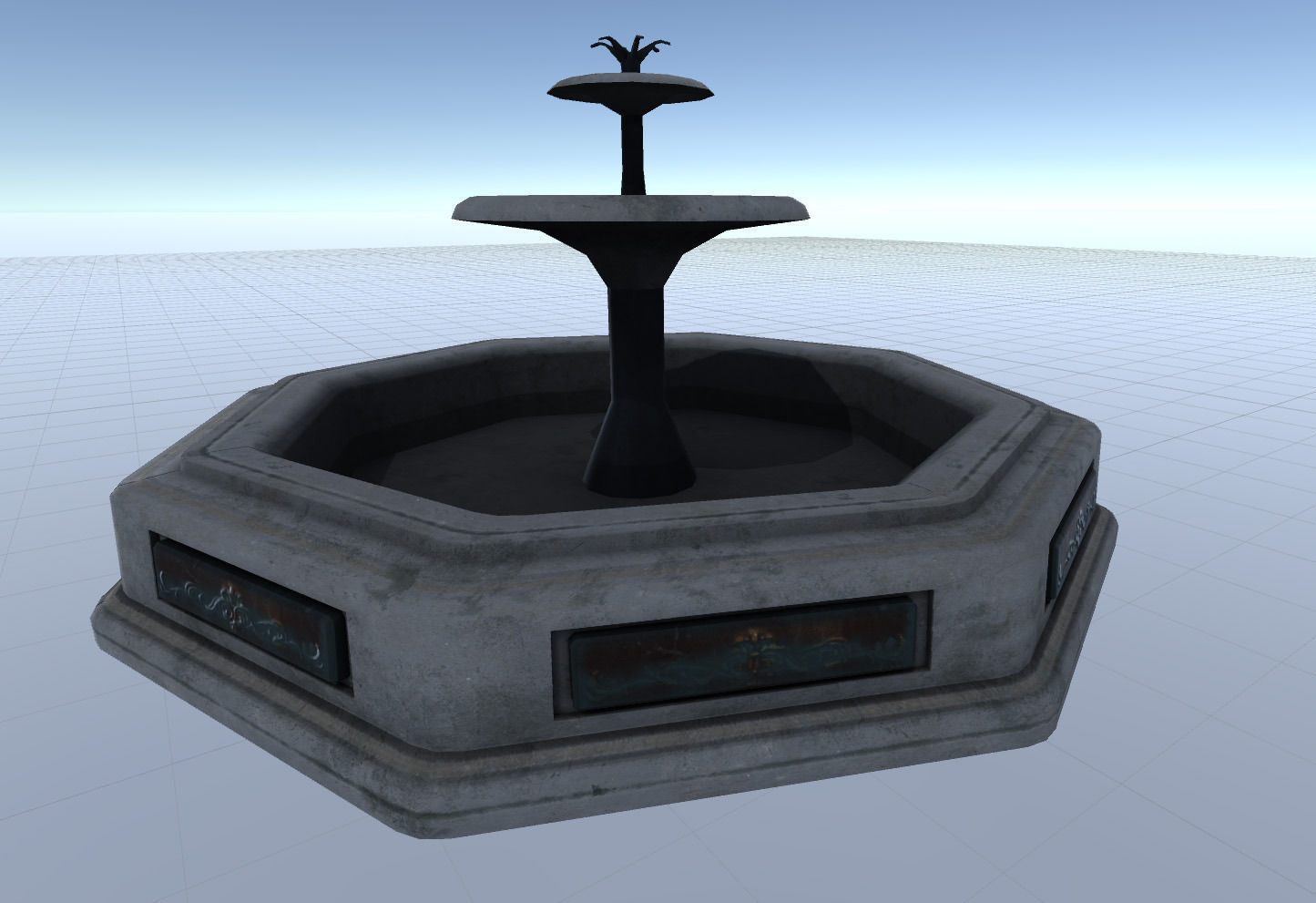 3D model Fountains set fountain in middle of square VR / AR / low-poly ...