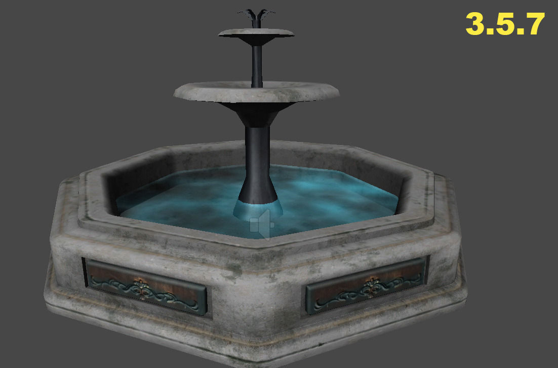 3D model Fountains set fountain in middle of square VR / AR / low-poly ...