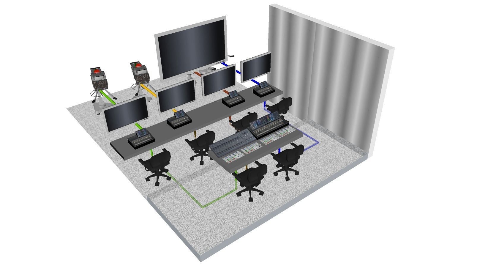 News Room On Air Control Room free 3D model | CGTrader