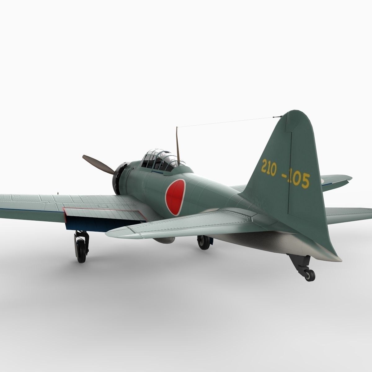Mitsubishi A6M2 Zero 3D Model .max .obj .3ds .c4d .lwo .lw .lws .ma .mb ...