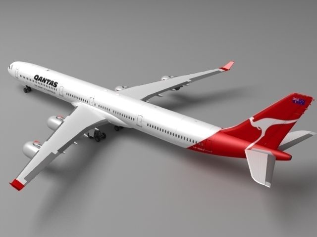 Airbus A340 Qantas 3D Model .max .obj .3ds .c4d .lwo .lw .lws .ma .mb ...