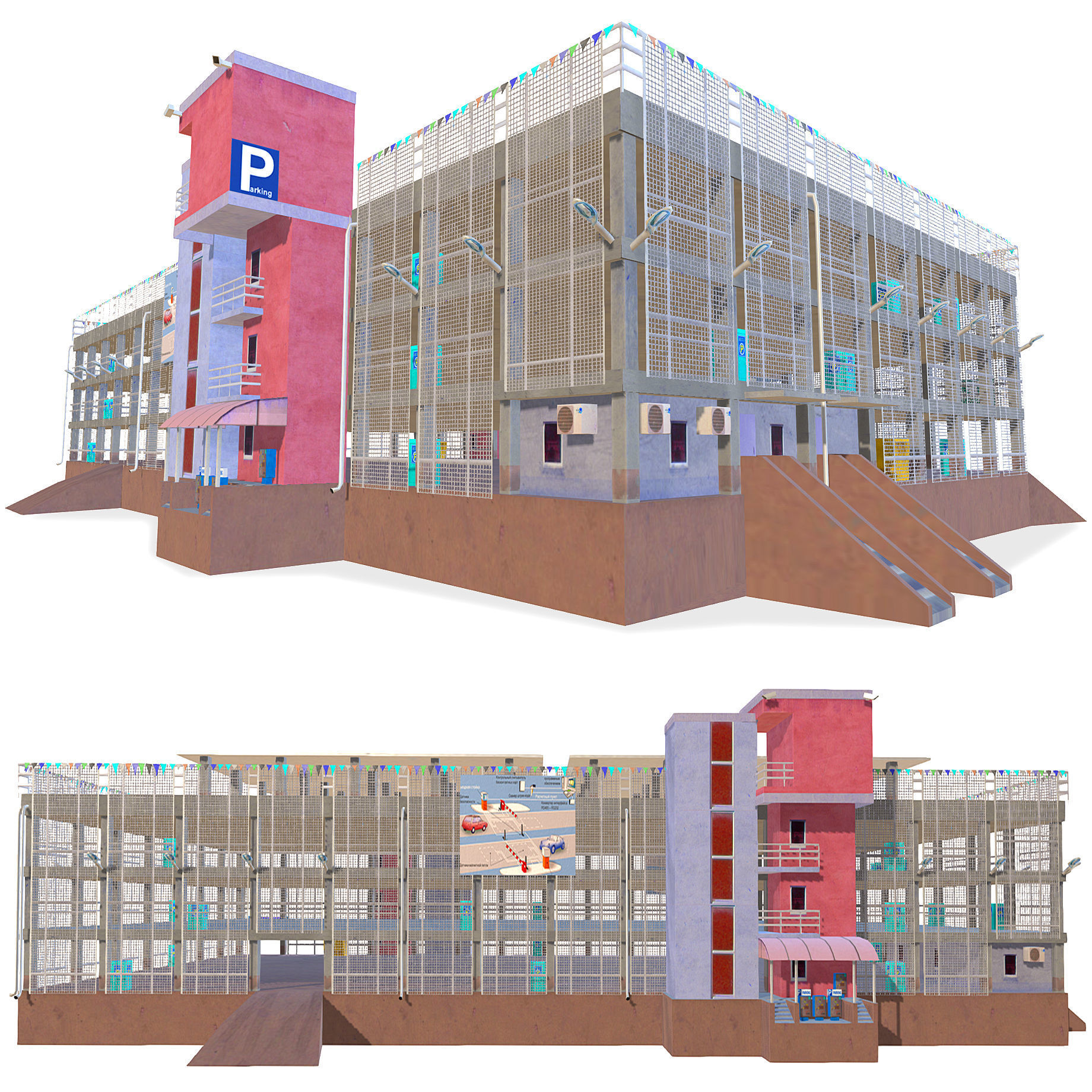 3D model Parking Garage Building VR / AR / low-poly | CGTrader
