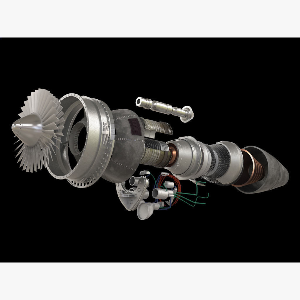 A10 TF134 Engine 3D Model .max .obj .3ds .fbx .c4d .lwo .lw .lws ...