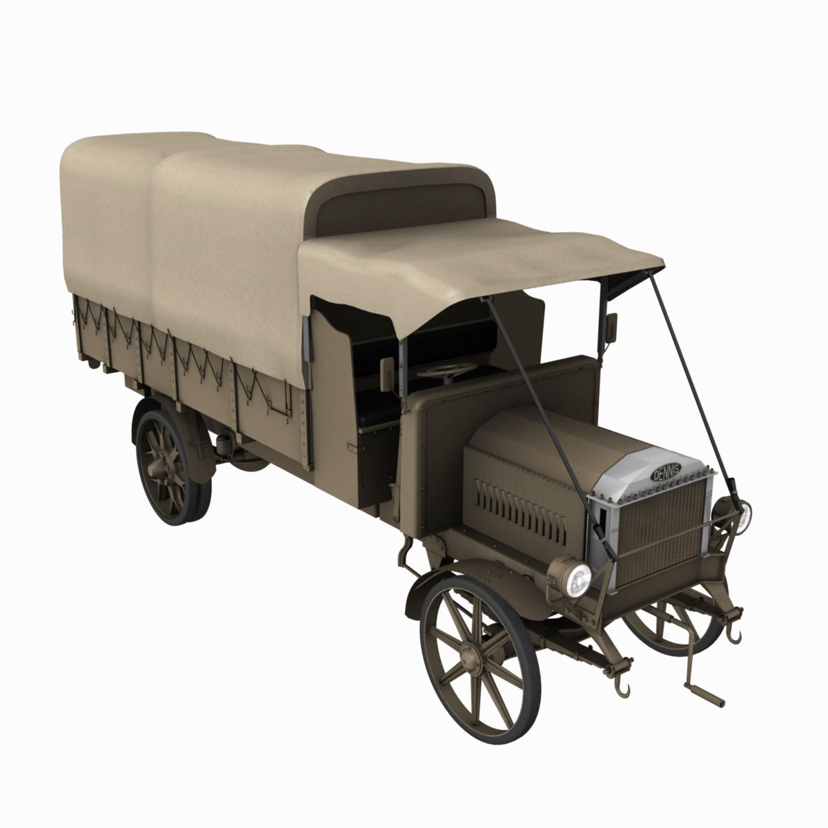 WW1 Dennis Lorry Truck 3D Model .max .obj .3ds .fbx .c4d .lwo .lw .lws ...