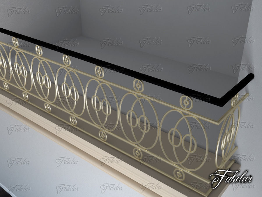 Balcony with ornamental railing free 3D model | CGTrader
