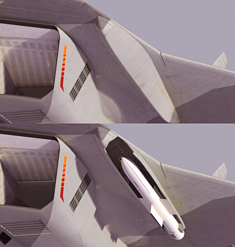 3D model Sukhoi T-57 PAK-FA stealth fighter jet VR / AR / low-poly ...