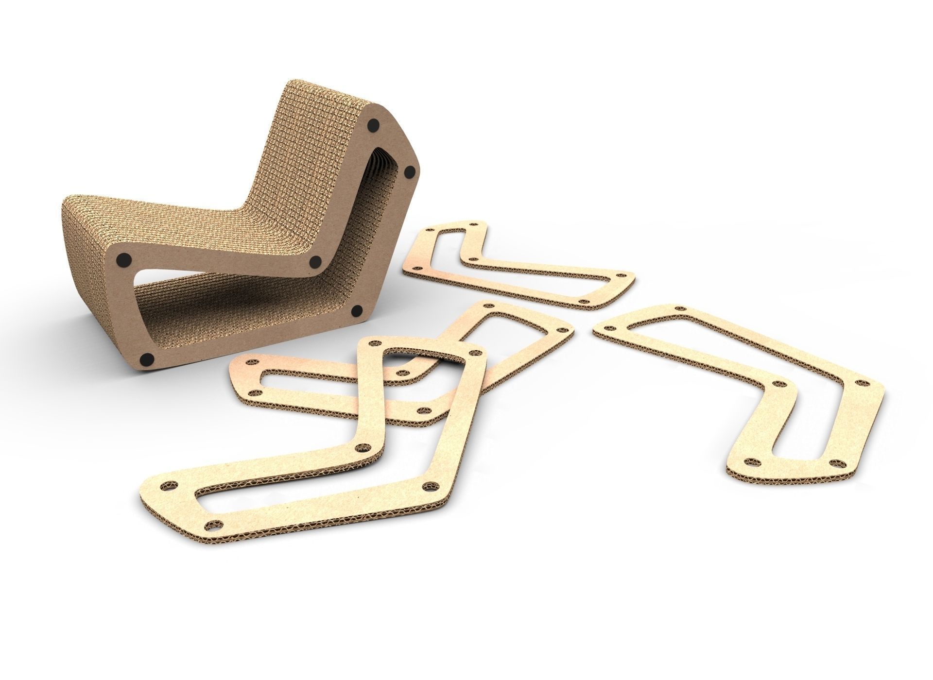 Cardboard Lounge chair 3D Model .3dm - CGTrader.com