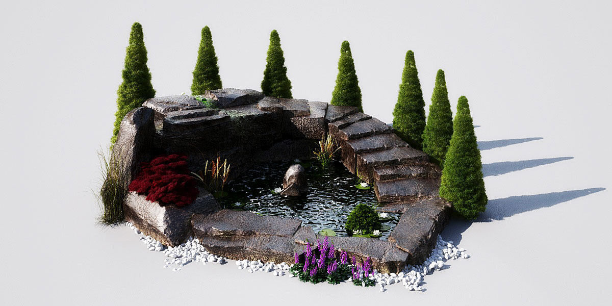 garden pond 12 AM148 3D model | CGTrader