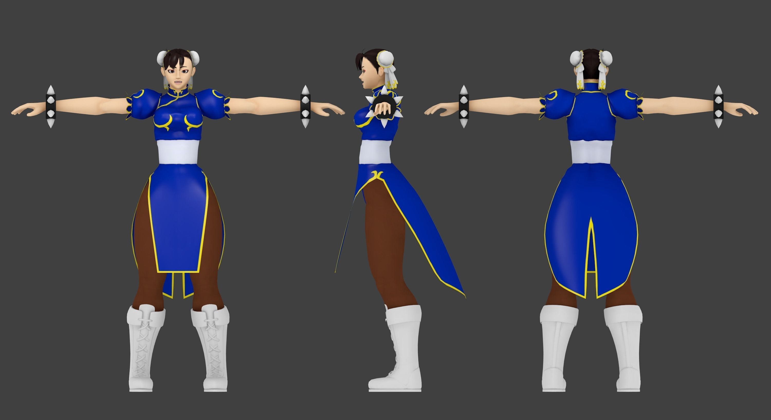 Street Fighter - Chun-Li 3D Model rigged .3ds .fbx .blend .dae ...